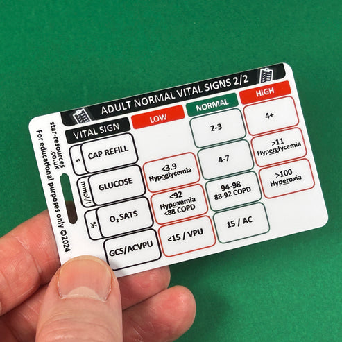 Adult Normal Vital Signs ID Badge Card | Paramedic Flashcard | Nurses ...