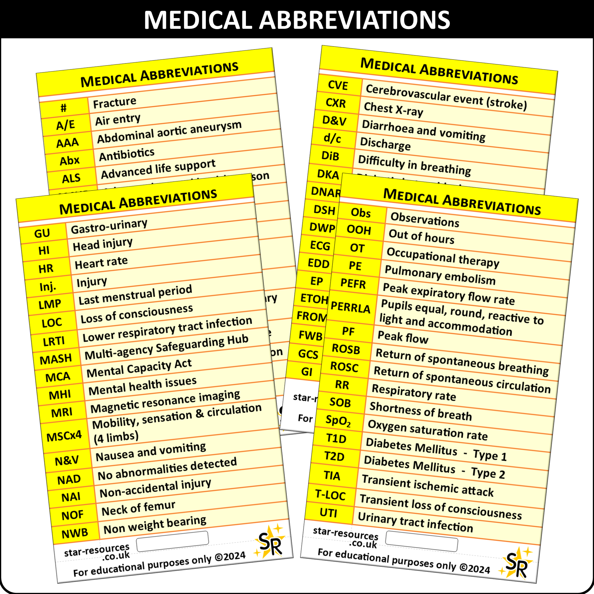 Medical Abbreviations ID Badge CardS Nurse Student Paramedic FREC Ambu ...