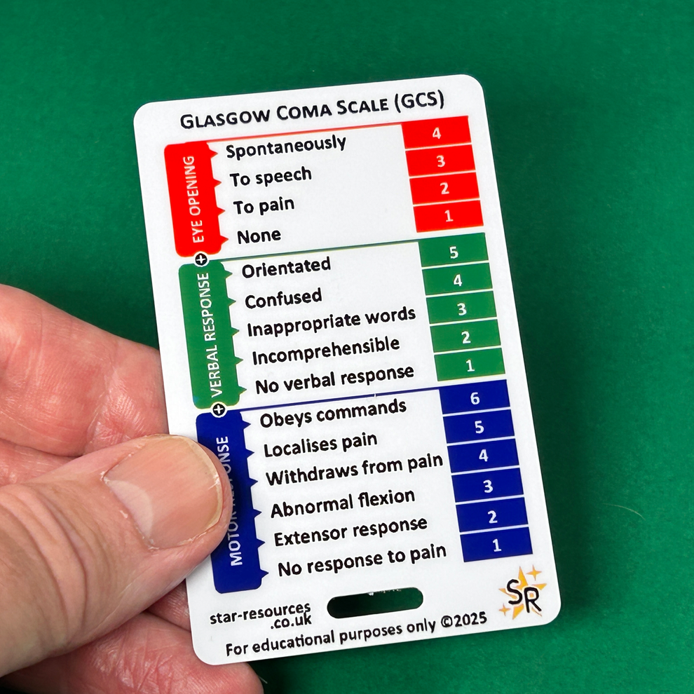 GCS ID Badge Card - Paramedic Flashcard for Students | Pocket Guide fo ...