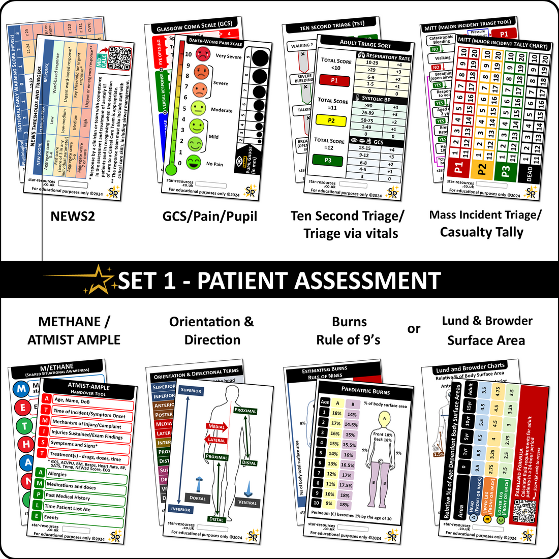 Set 1 - Patient Assessment ID Badge Cards Student Nurses, Paramedics ...